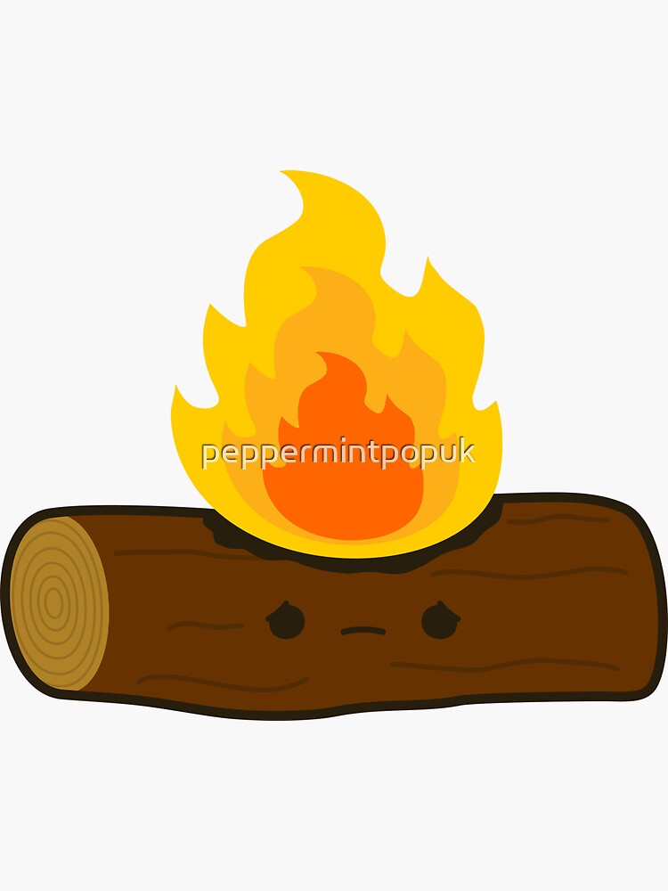 "Sad log on fire" Sticker for Sale by peppermintpopuk | Redbubble