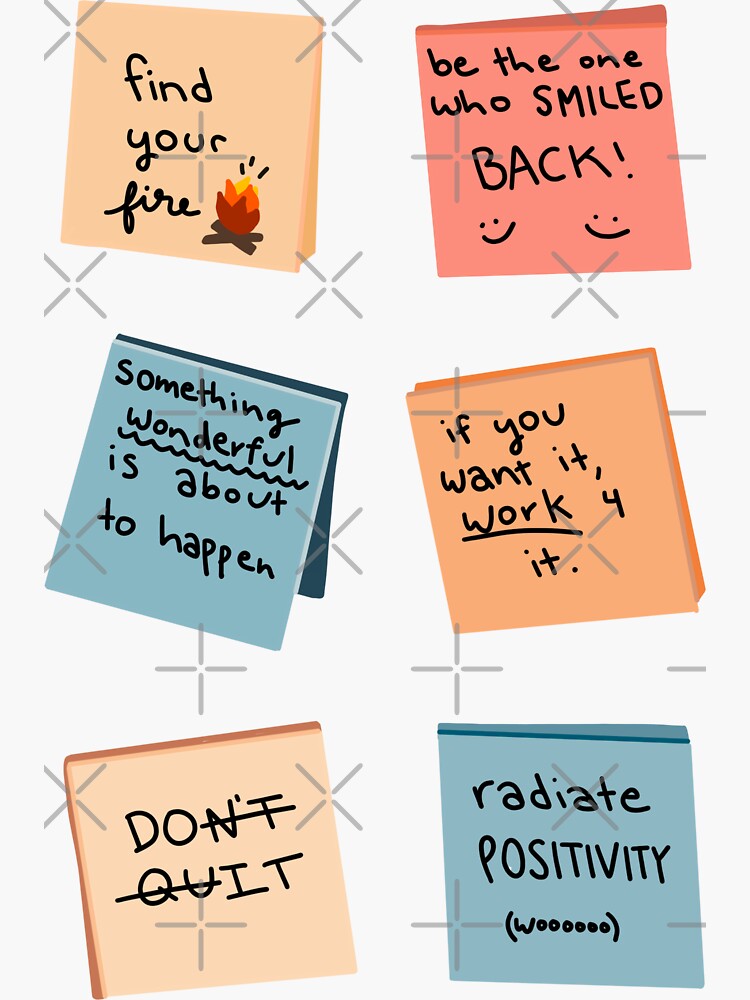 "Positivity Colorful Sticky Note Pack" Sticker by lizziemedved | Redbubble