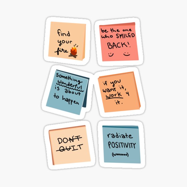 "Positivity Colorful Sticky Note Pack" Sticker by lizziemedved | Redbubble