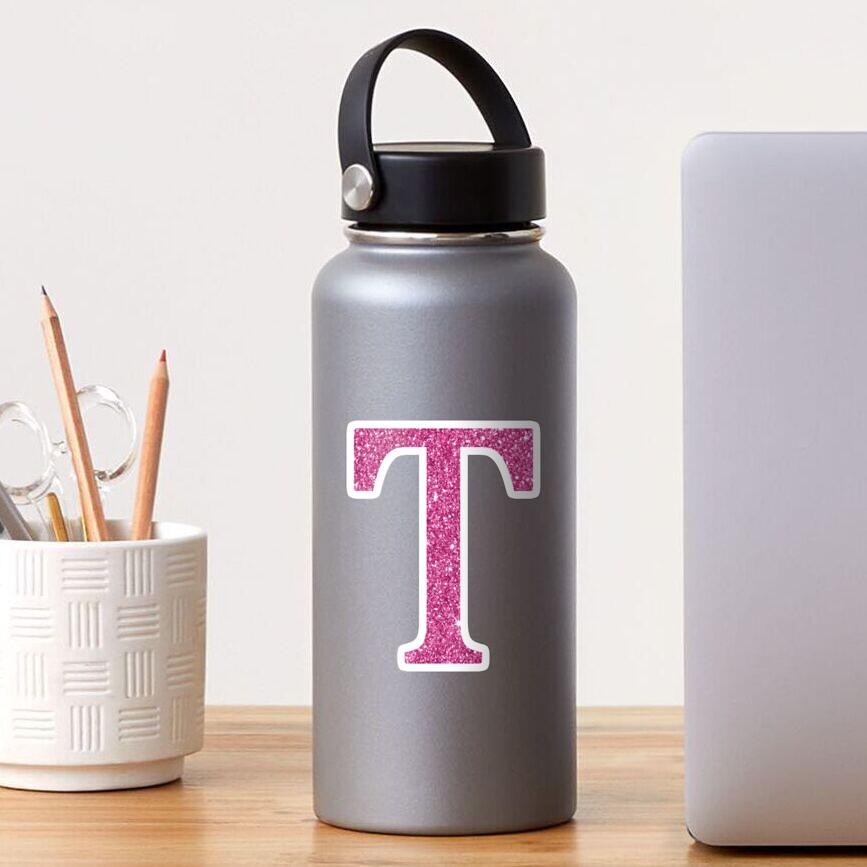 "Pink Glitter Letter T" Sticker for Sale by DevineDesignz | Redbubble