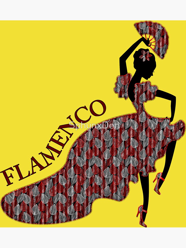 "Flamenco Dance - Flamenco Dancer With Fan" Sticker by SphynxDen ...