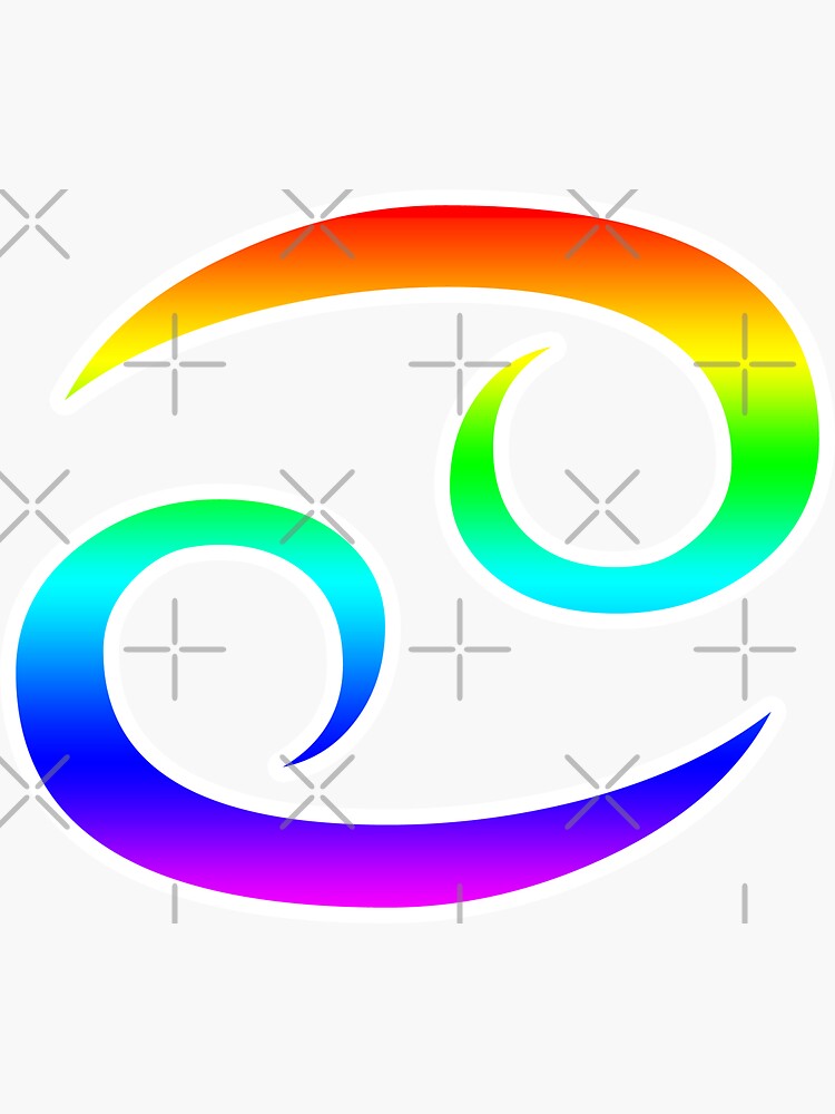 "Cancer Zodiac Sign in Rainbow " Sticker for Sale by Bumblefuzzies ...