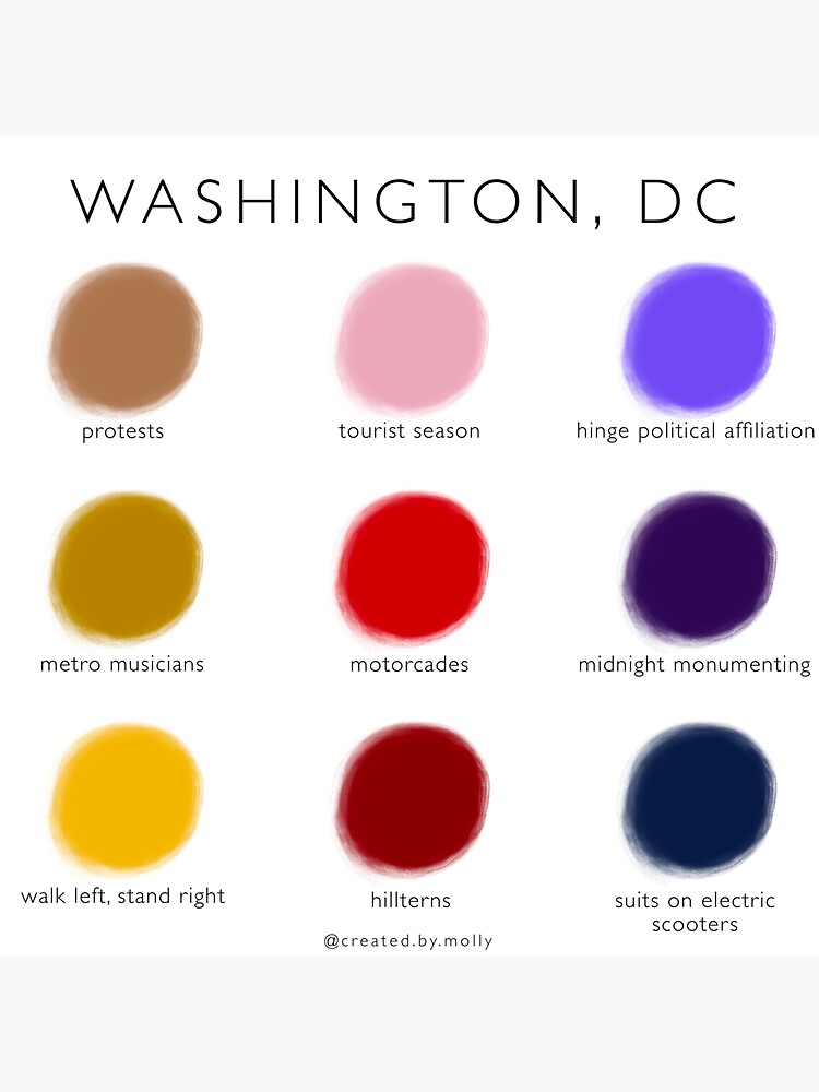 "Washington, DC, Color Palette" Sticker for Sale by createdbymolly ...