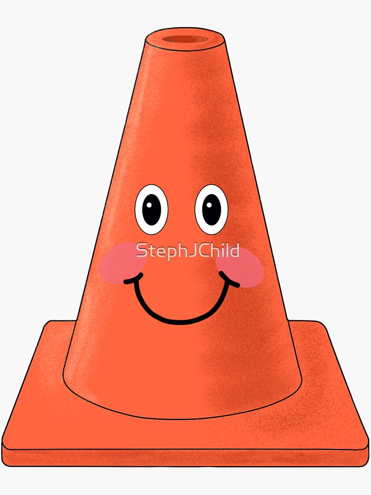 "Cute smiling orange traffic cone" Sticker for Sale by StephJChild ...