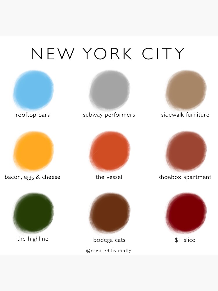 "New York City Color Palette" Sticker for Sale by createdbymolly ...