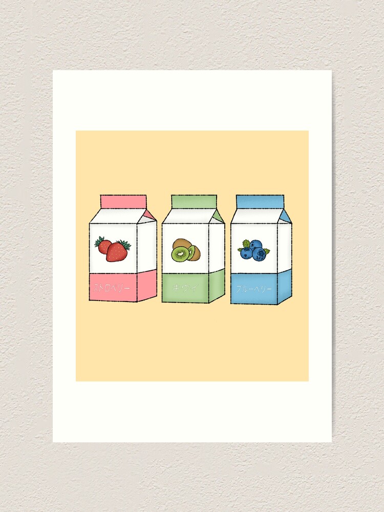 "Cute Fruit Flavored Milk Box" Art Print for Sale by crizzysketch ...