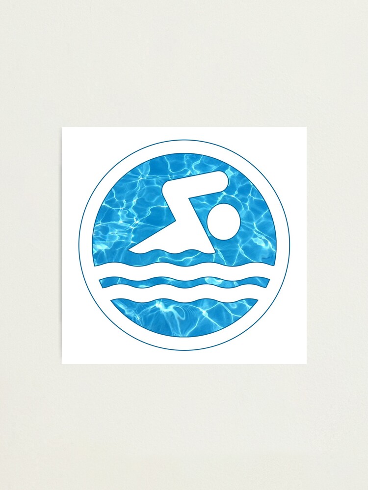 Lámina fotográfica « ¡con el clásico ícono de natación en blanco con un ...