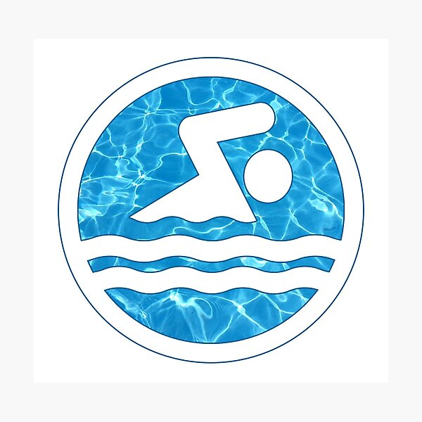 Lámina fotográfica « ¡con el clásico ícono de natación en blanco con un ...