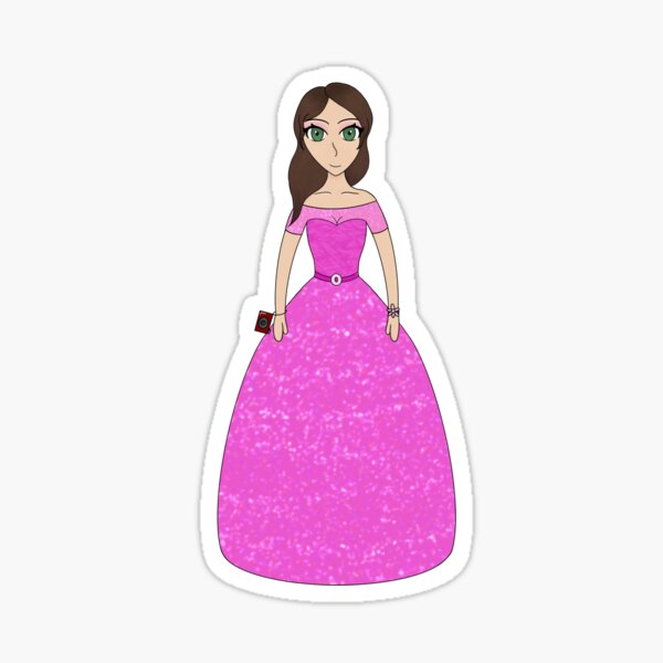 "Girl in a pink prom dress" Sticker for Sale by DesignedByEmily | Redbubble