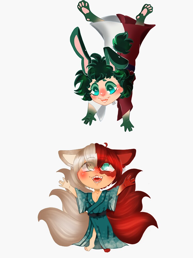 "Bunny Deku and Kitsune Todoroki " Sticker by Silver-uwu | Redbubble
