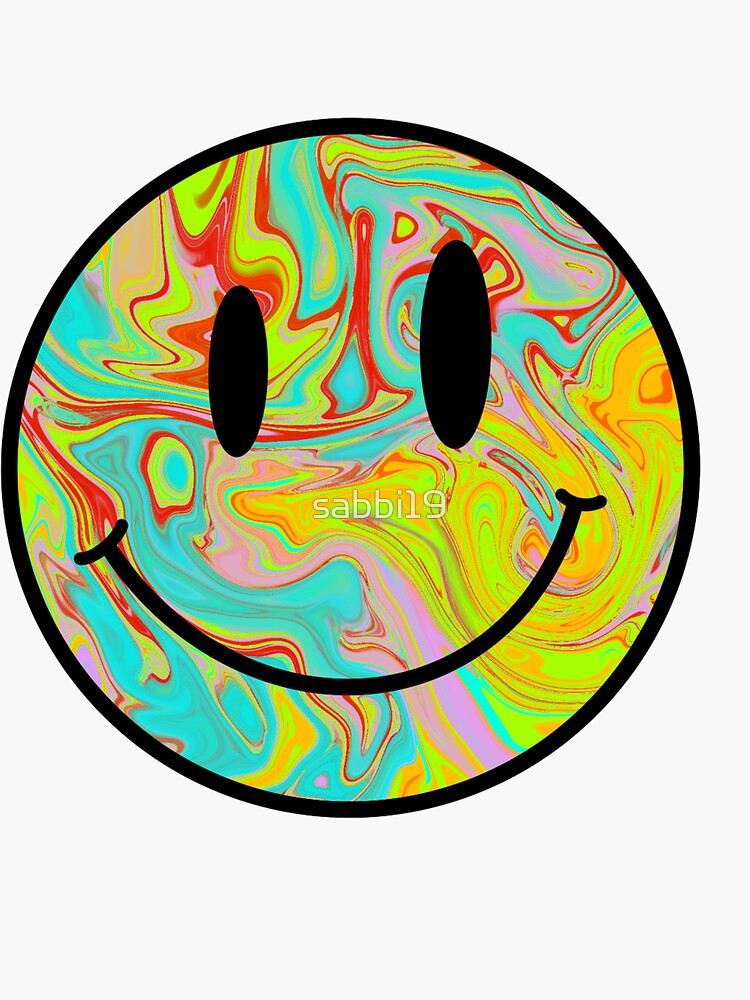 "Trippy Smiley Face" Sticker for Sale by sabbi19 | Redbubble