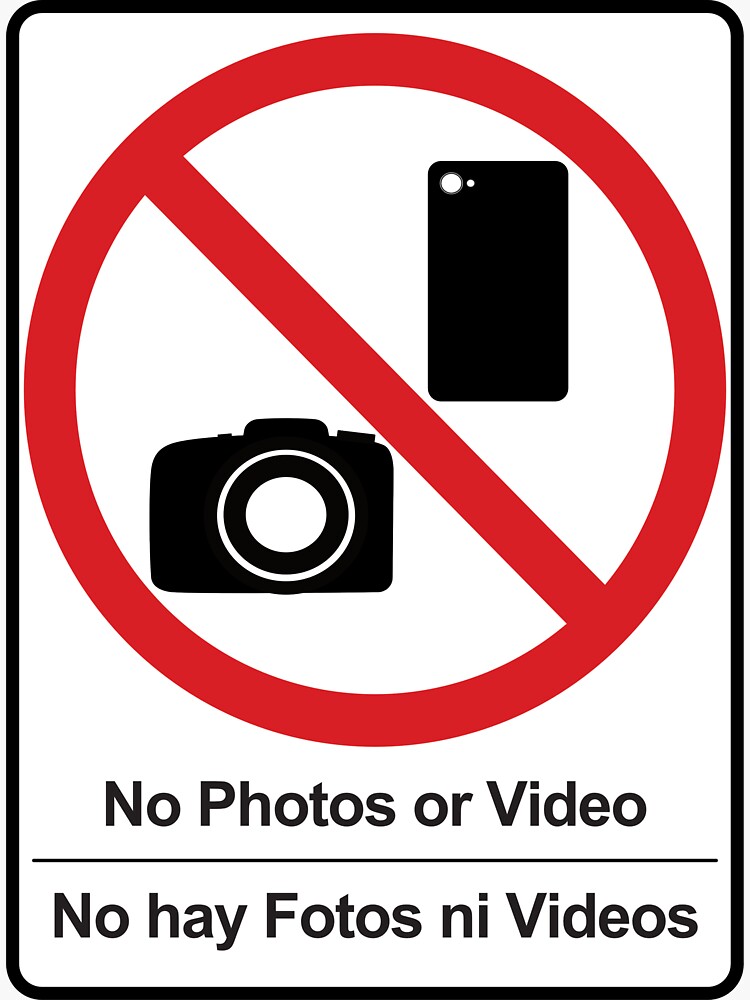No Photos or Video” Sign, Sticker, and Merch" Sticker by unsweetea ...