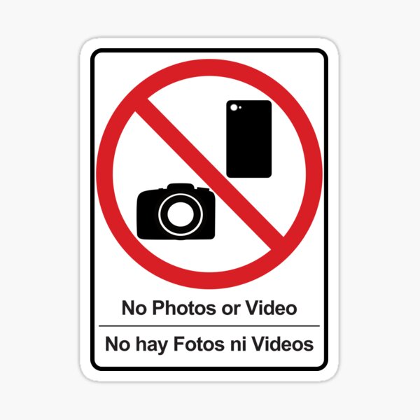 No Photos or Video” Sign, Sticker, and Merch" Sticker by unsweetea ...
