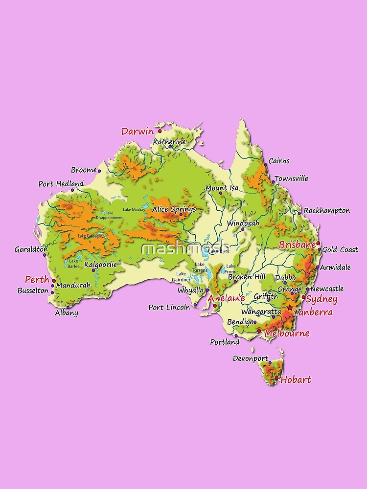 Australia Map With Major Physical Features