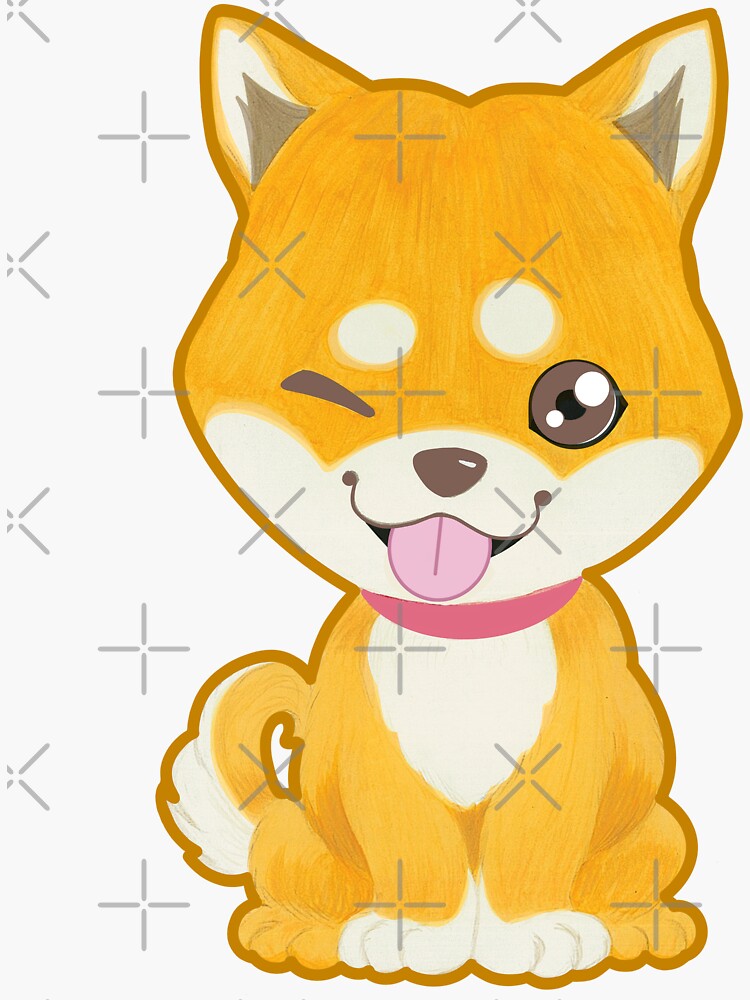 "Winking Shiba Inu Doge (Green Stripes)" Sticker for Sale by chizuarts ...