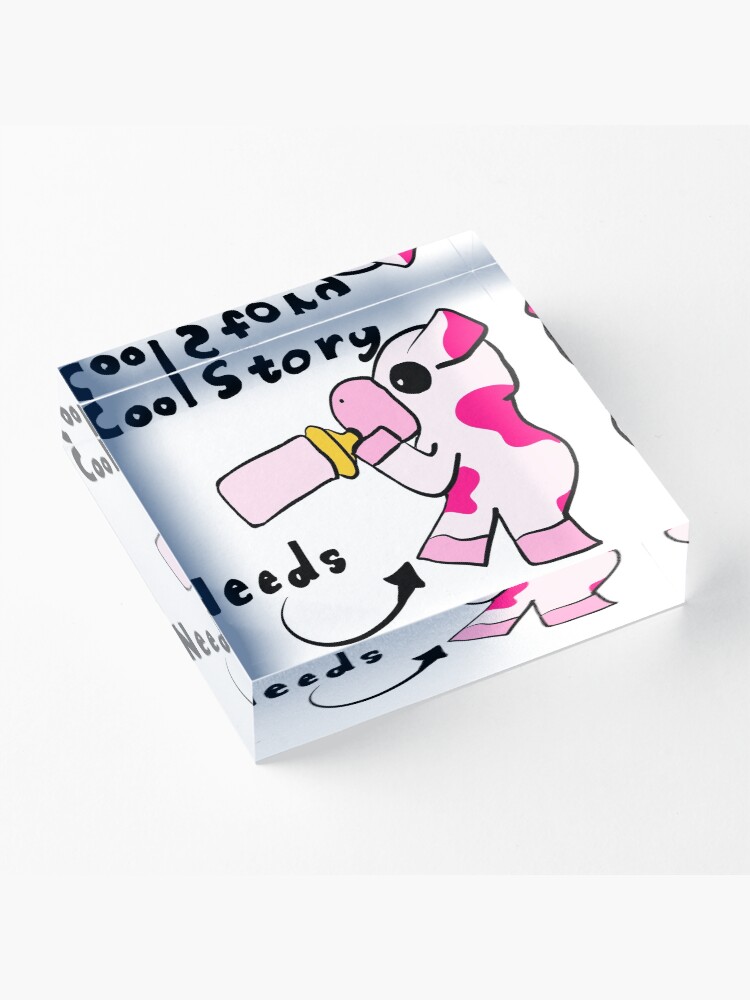 "Strawberry Cow Cartoon Meme" Acrylic Block by Hungrydots | Redbubble