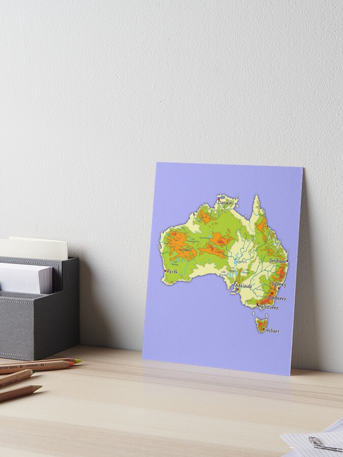 "Australia physical map topographic map of Australia lakes rivers ...