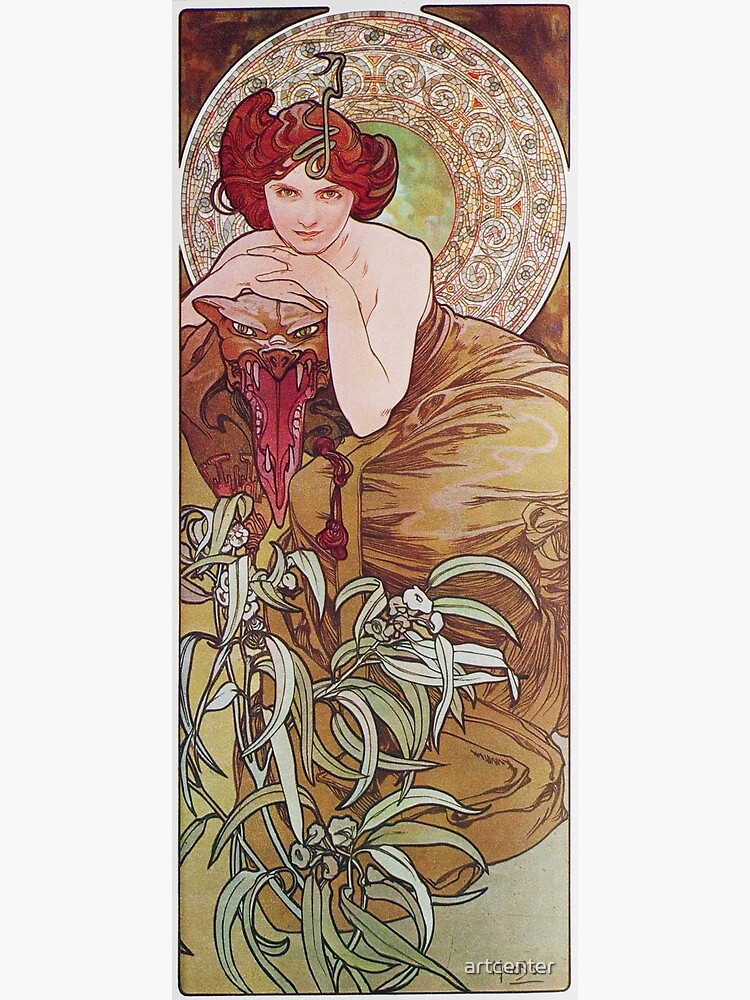 Lámina fotográfica «Alphonse Mucha - Emeraude» de artcenter | Redbubble