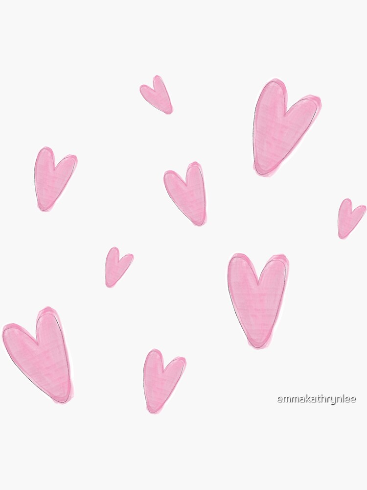 "baby pink hearts sticker pack" Sticker by emmakathrynlee | Redbubble