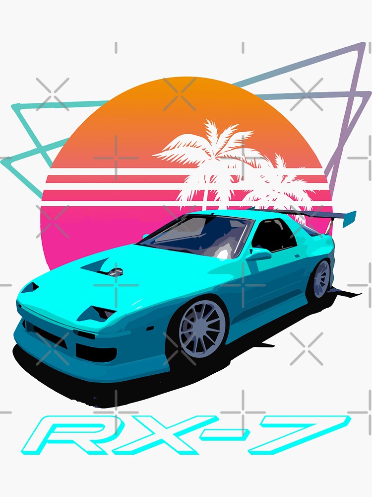 "Retrowave Mazda RX-7 " Sticker for Sale by FromThe8Tees | Redbubble