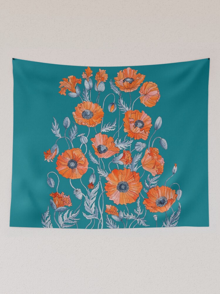 "Floral Botanical Poppy" Tapestry for Sale by Ruta | Redbubble