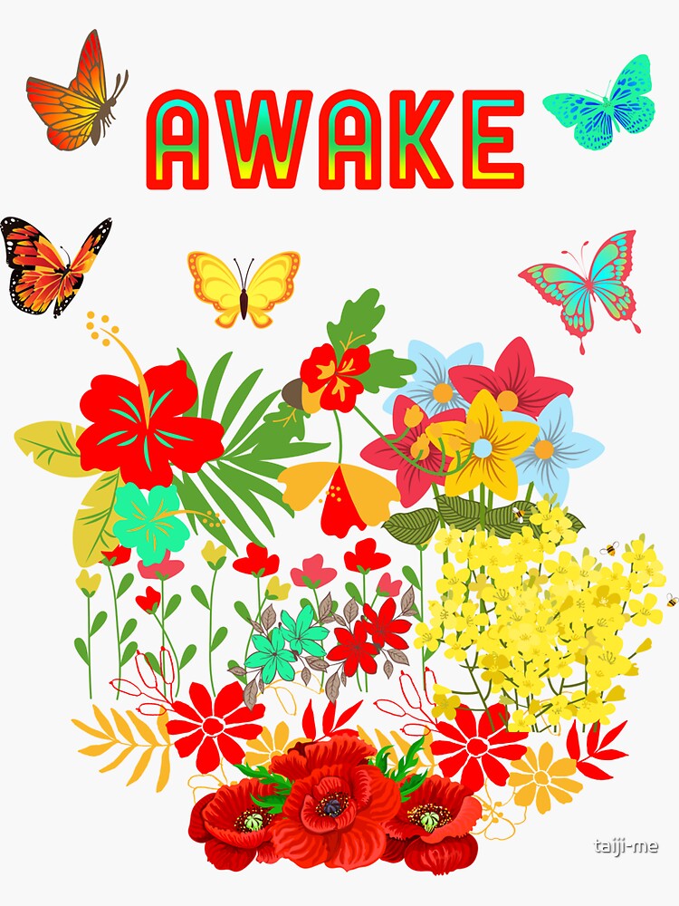 ""Awake" Floral Color Burst Graphic Design" Sticker for Sale by taiji ...