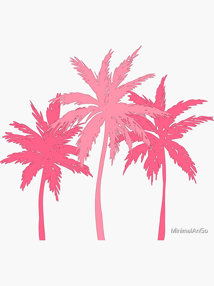 "Cute pink palm trees" Sticker for Sale by MinimalAnGo | Redbubble