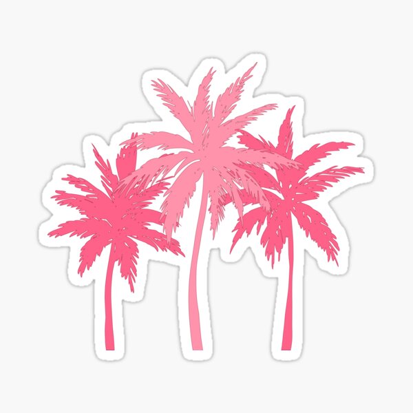 "Cute pink palm trees" Sticker for Sale by MinimalAnGo | Redbubble