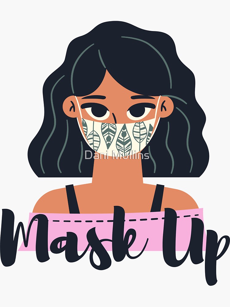 "Pastel Mask Up Slogan Female Coronavirus" Sticker for Sale by ...