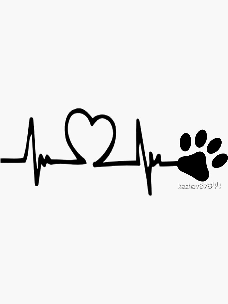 "HEART BEAT WITH DOG'S PAW" Sticker for Sale by keshav87844 | Redbubble