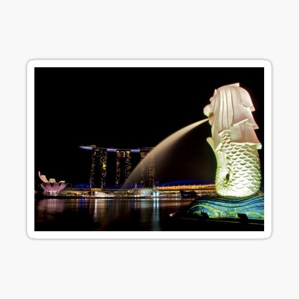 "Singapore Merlion at Marina Bay" Sticker for Sale by tpixx | Redbubble