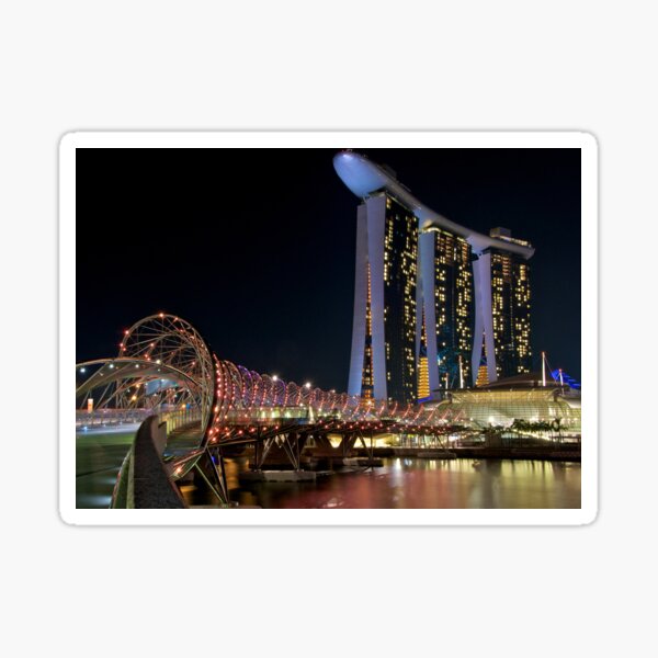 "Singapore Helix Bridge and Marina Bay Sands Hotel" Sticker for Sale by ...