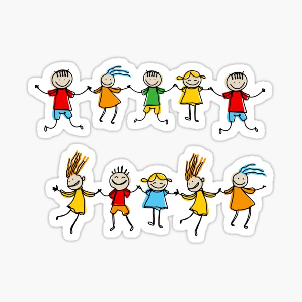 "Children Holding Hands" Sticker for Sale by RosaFuerte | Redbubble