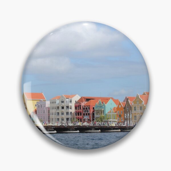 "Colorful Houses of Willemstad, Curacao" Pin for Sale by stine1 | Redbubble