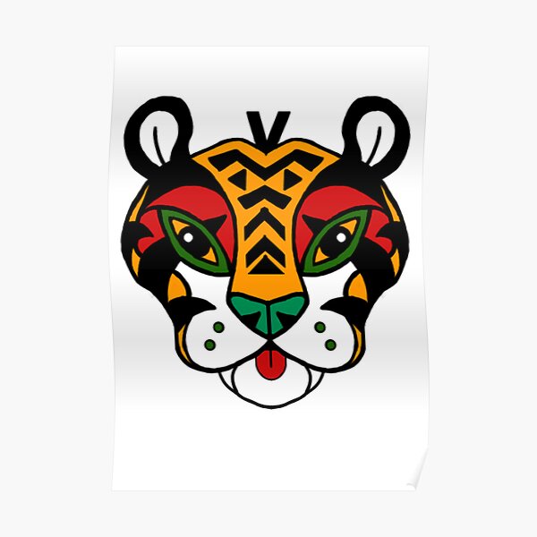 "Aztec Tiger Totem" Poster for Sale by Sebasauraus | Redbubble