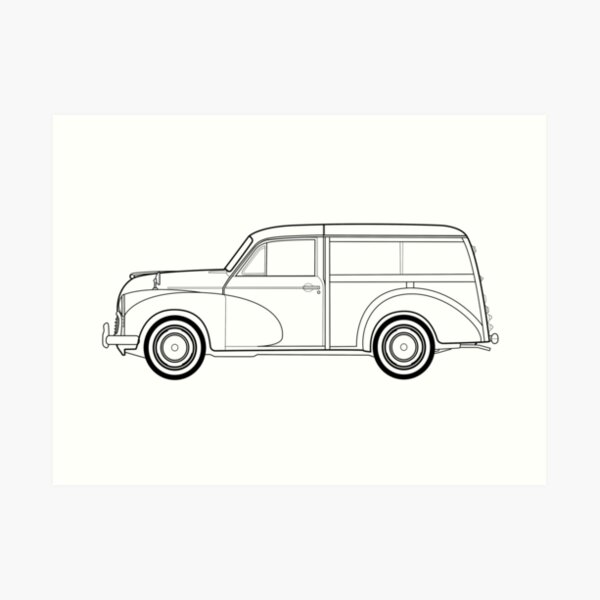 "Morris Minor Traveller line drawing artwork" Art Print by ...