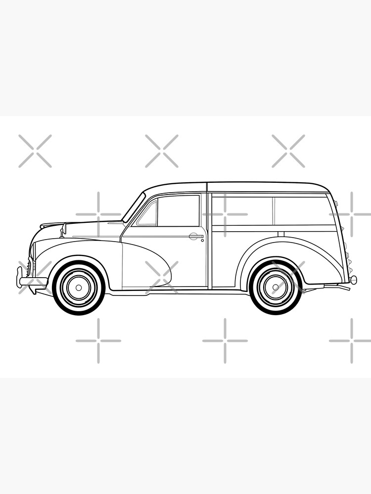 "Morris Minor Traveller line drawing artwork" Art Print by ...