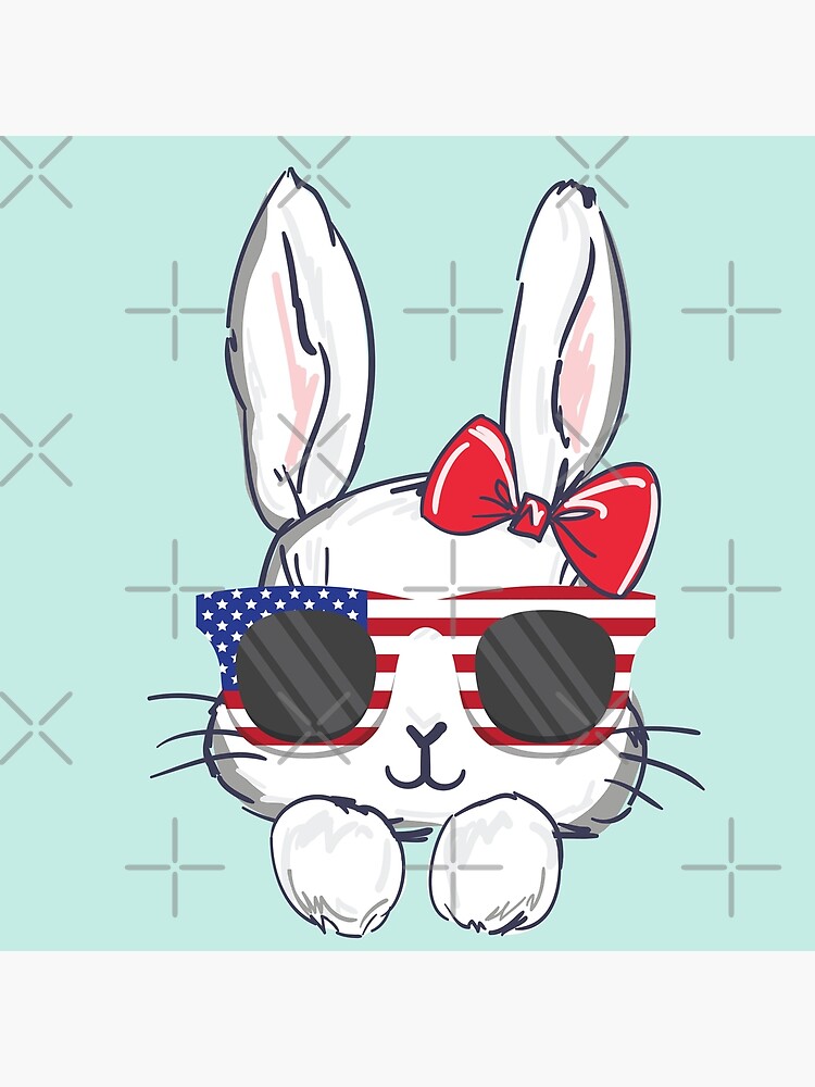 "American Flag Bunny Cute Rabbit In Amerca flag, USA Flag " Art Print ...