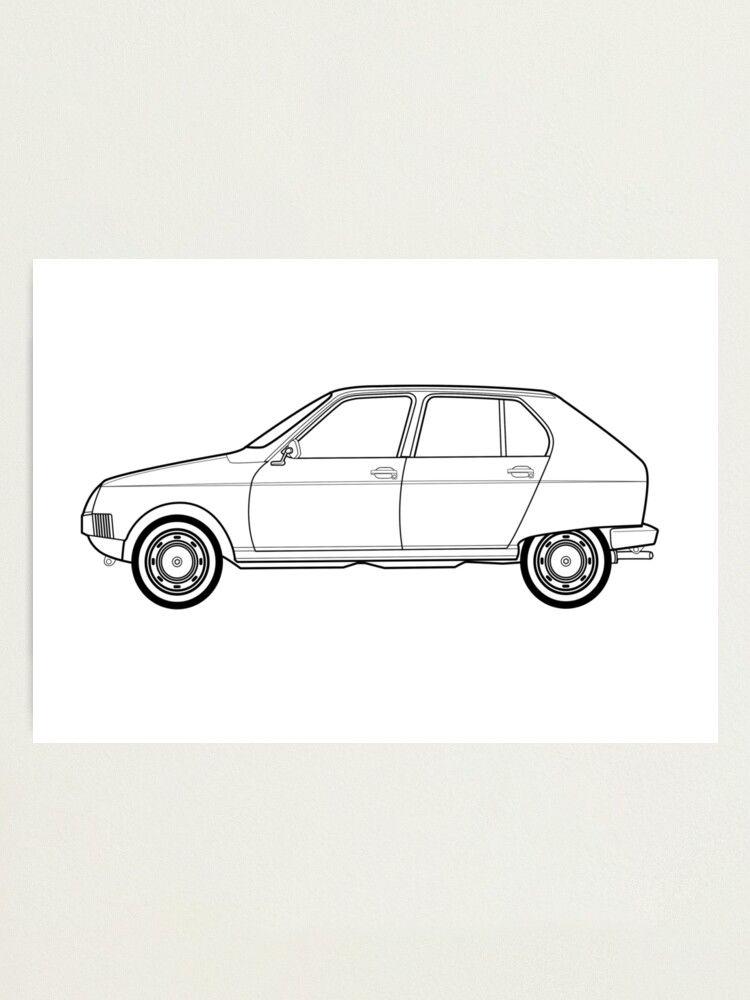 "Citroen Visa mk1 line drawing artwork" Photographic Print by ...