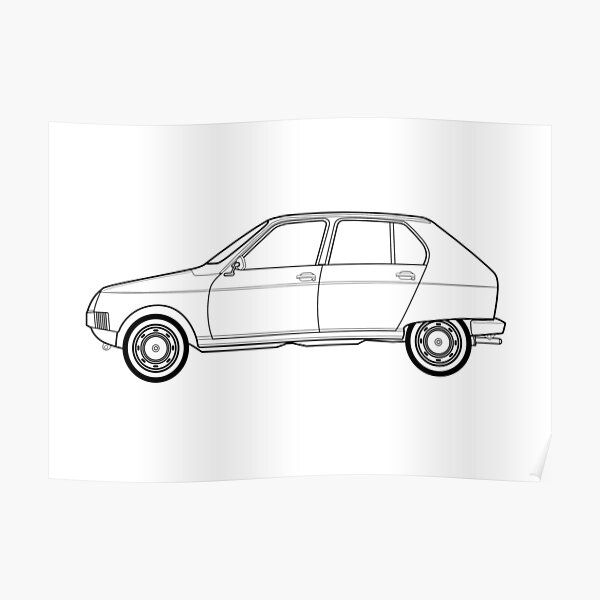 "Cit roen Visa mk1 outline drawing artwork" Poster for Sale by ...