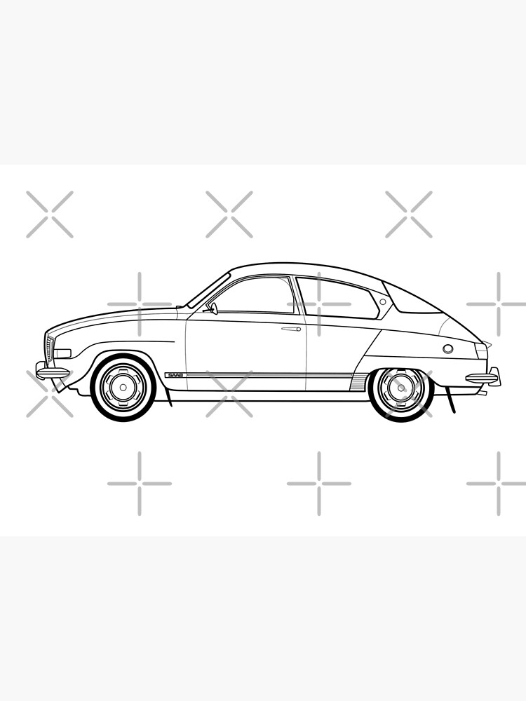 "Saab 96 Outline Drawing " Art Print for Sale by RJWautographics ...