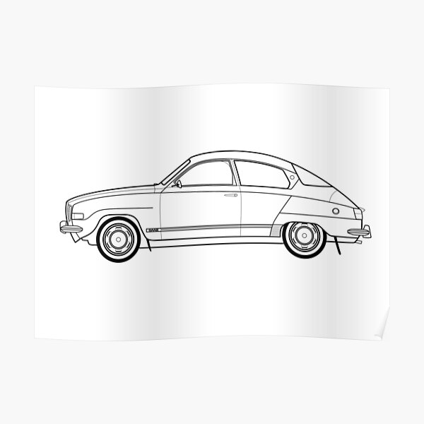 "Saab 96 Outline Drawing " Poster by RJWautographics | Redbubble