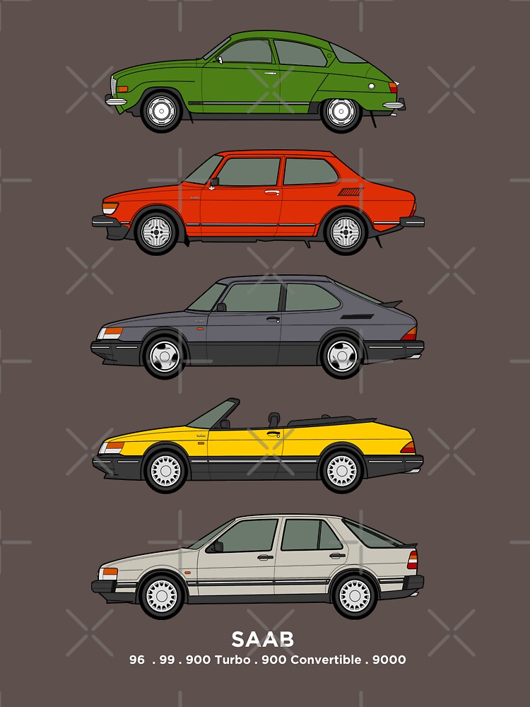 "Saab Classic Car Outline Illustration" Classic T-Shirt for Sale by ...