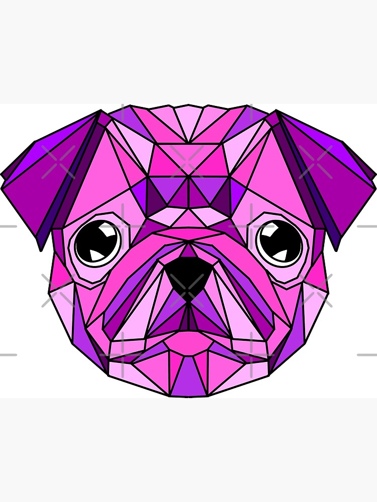 "Geometric Dog Pug - Purple" Poster for Sale by Geometricshow | Redbubble