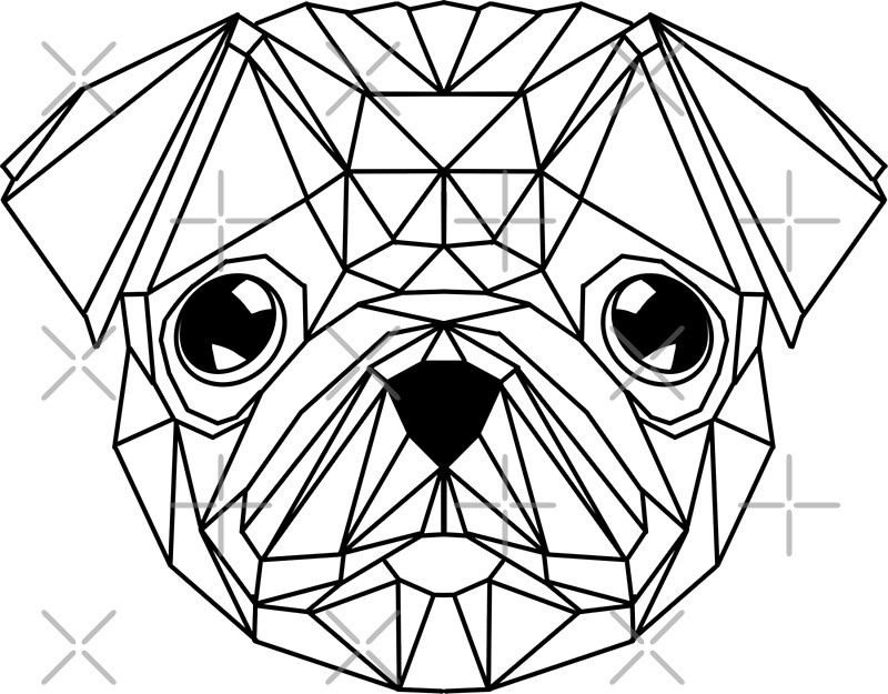 "Geometric Dog Pug - Wire Black" by Geometricshow | Redbubble