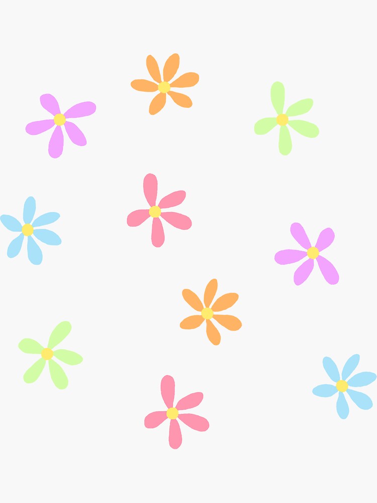 "assorted colorful flowers sticker pack" Sticker by oliviavmc | Redbubble