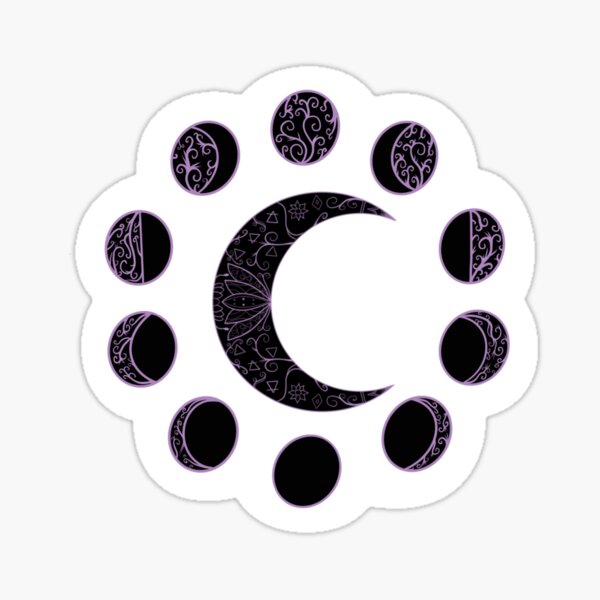"Crescent Moon and Moon Phases Witchy Spooky Design" Sticker by ...