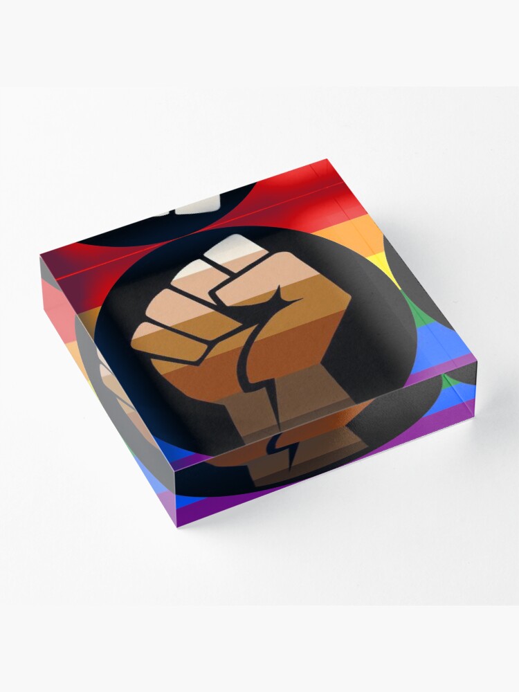 "Pride Black Power Fist" Acrylic Block by ethan-oehlert | Redbubble