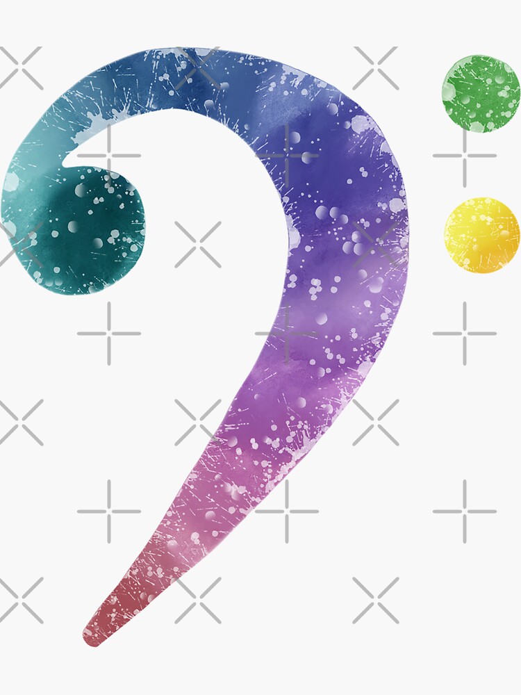 "Watercolor Music Bass Clef in Multi Color" Sticker by tnbtees | Redbubble