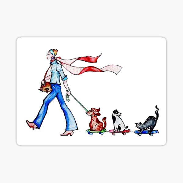 "A little snobbish Parisian walking her dogs." Sticker by voicivoila ...